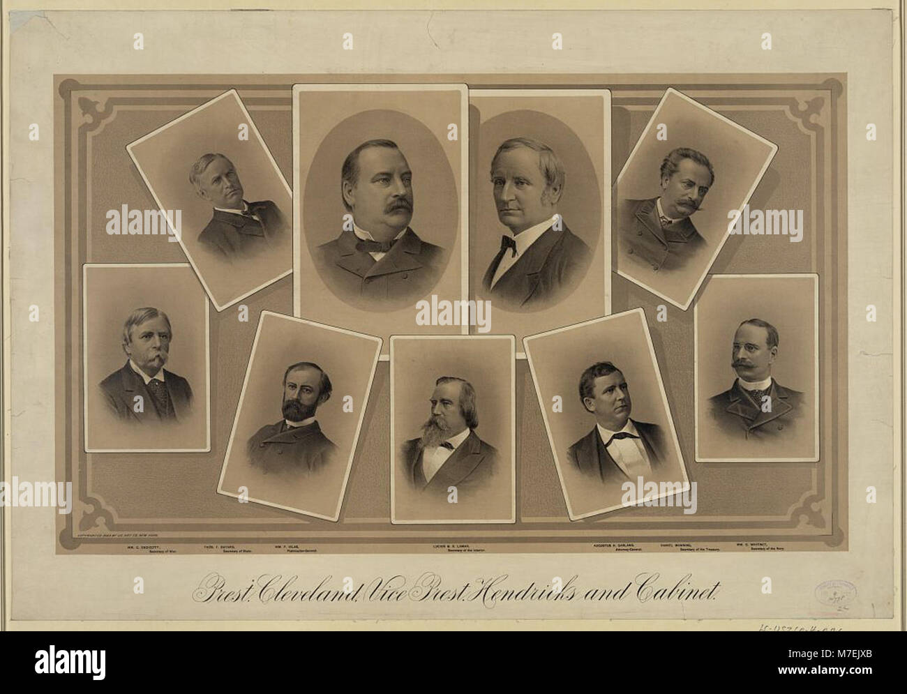 A photograph showing President Grover Cleveland, Vice President Thomas ...