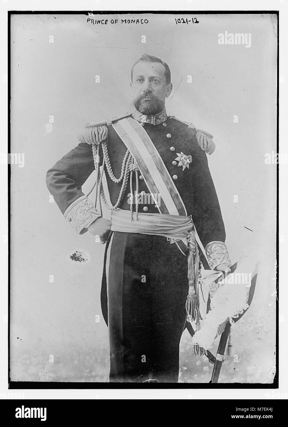 A formal portrait of the Prince of Monaco, dressed in military uniform ...