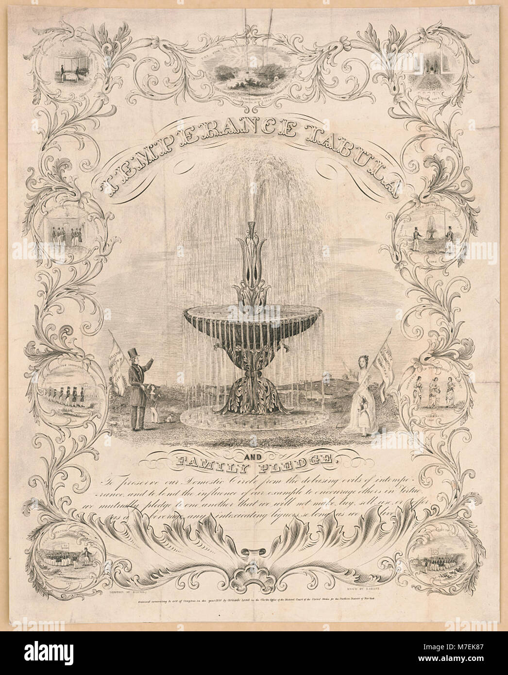 A temperance tabula and family pledge, promoting abstinence from ...