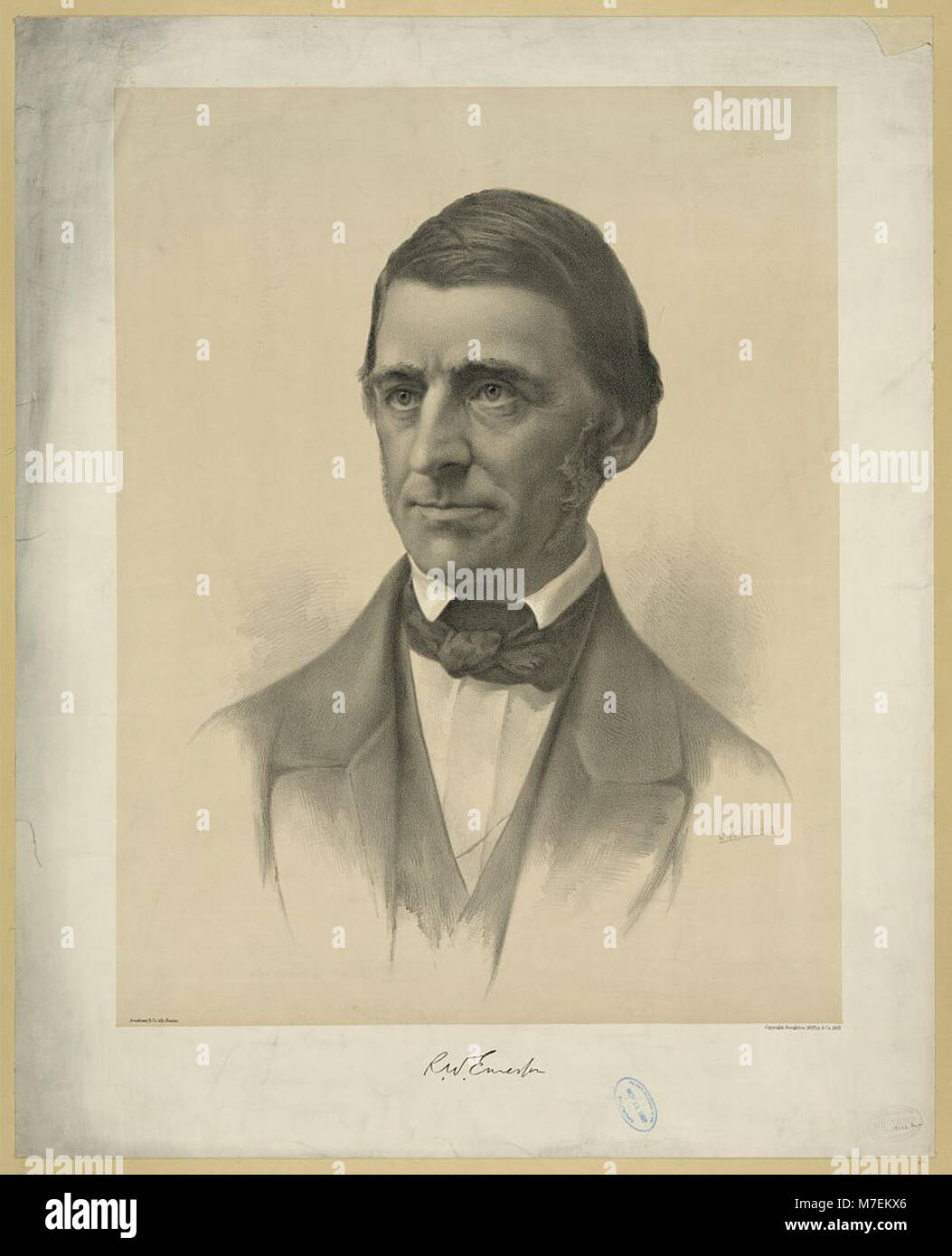 A portrait of Ralph Waldo Emerson, an American essayist, philosopher ...