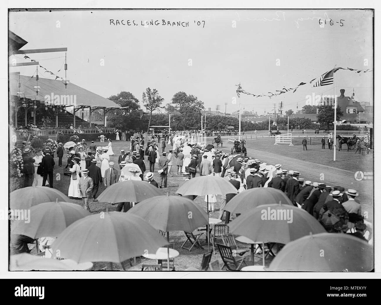 A photograph from the 1907 horse races at Long Branch, New Jersey. The ...