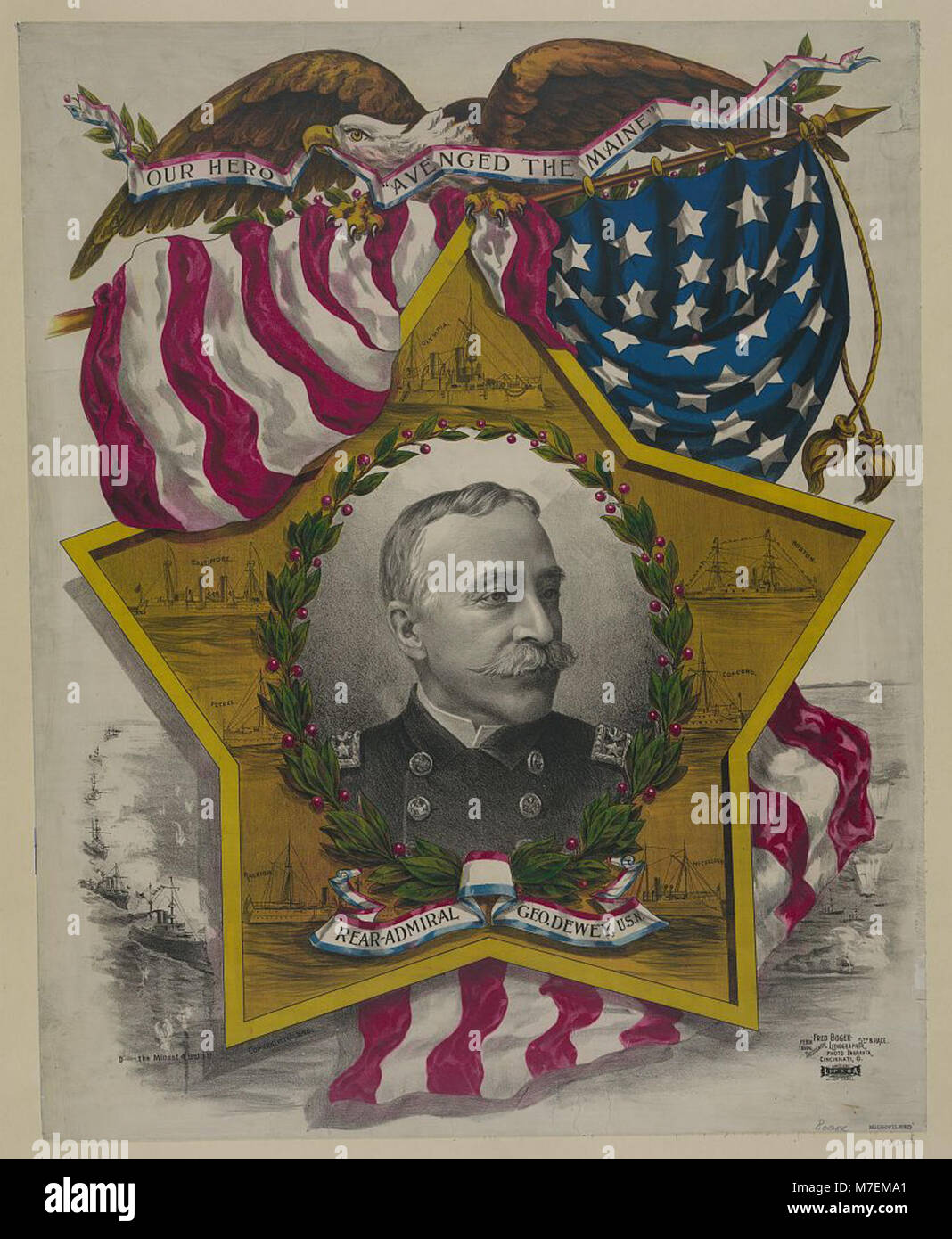 A formal portrait of Rear-Admiral George Dewey, a prominent figure in U ...