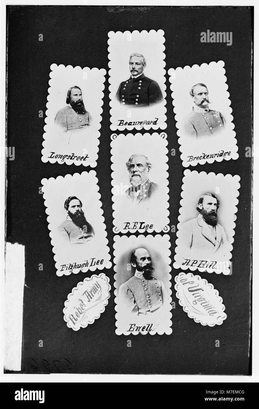This historical image depicts key Confederate generals from the Rebel ...