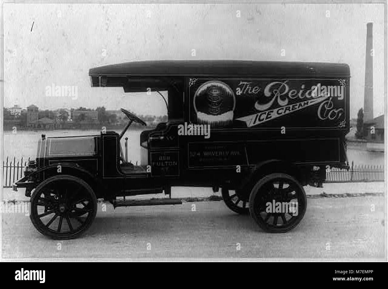 A photograph showing a Reid Ice Cream Company truck, possibly in ...