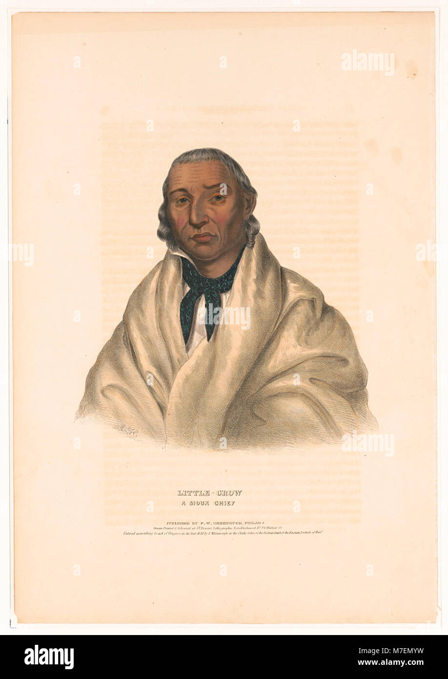 A historical portrait of Little Crow, a Sioux chief, capturing his ...