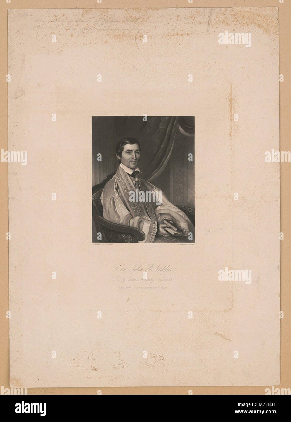 This portrait depicts Reverend John B. Gildea, captured in a painting ...