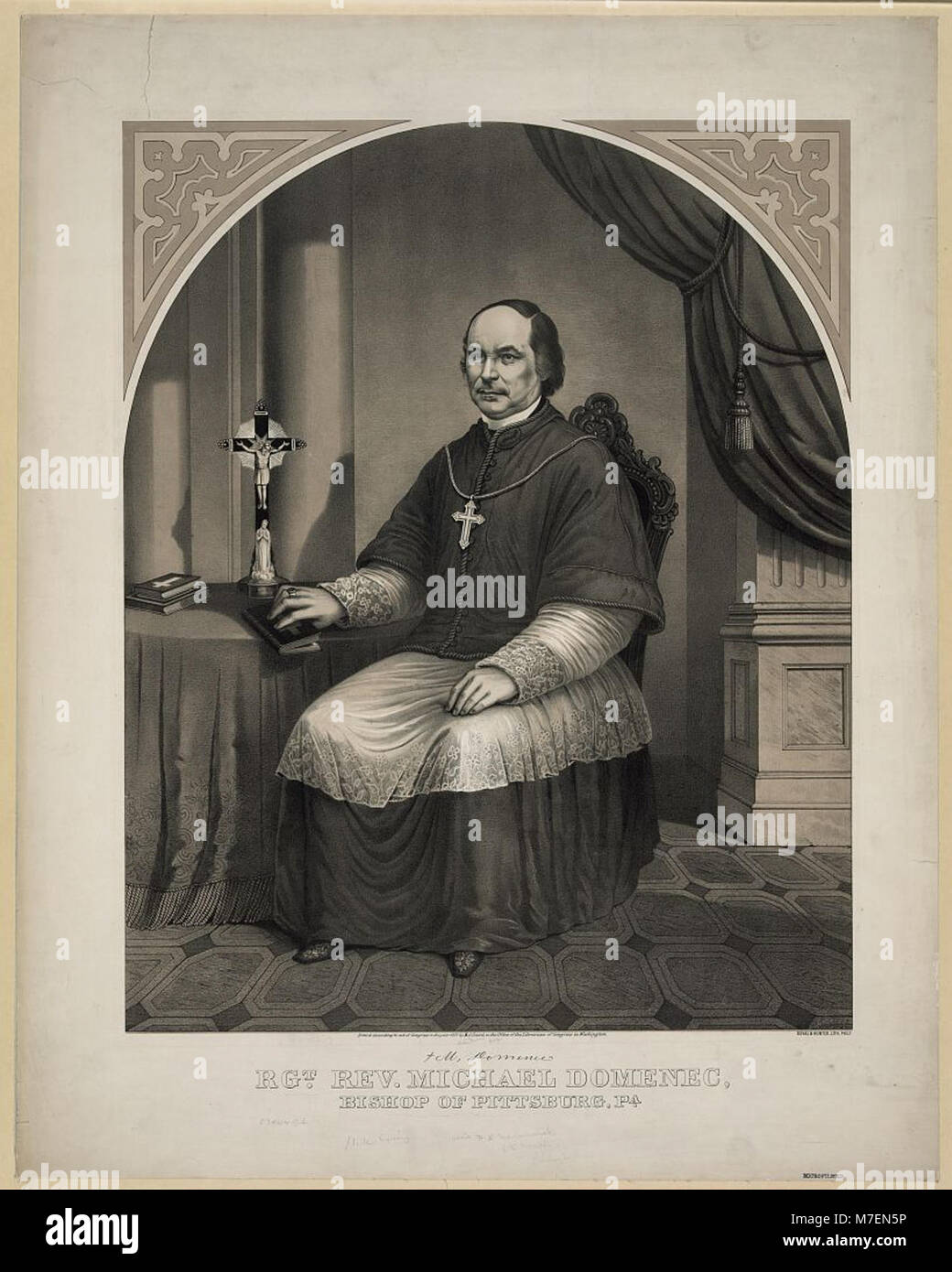 A portrait of Right Reverend Michael Domenec, Bishop of Pittsburgh ...