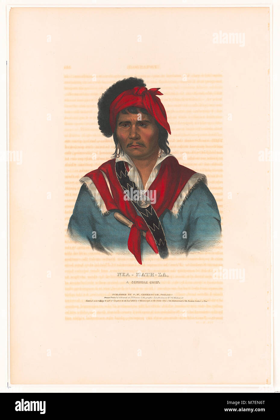 Nea-math-la, a Seminole chief, is depicted in this portrait, capturing ...