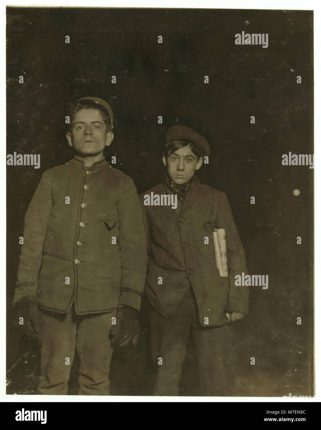 This photograph shows Richards Diercks and John Sennick, two newsboys ...