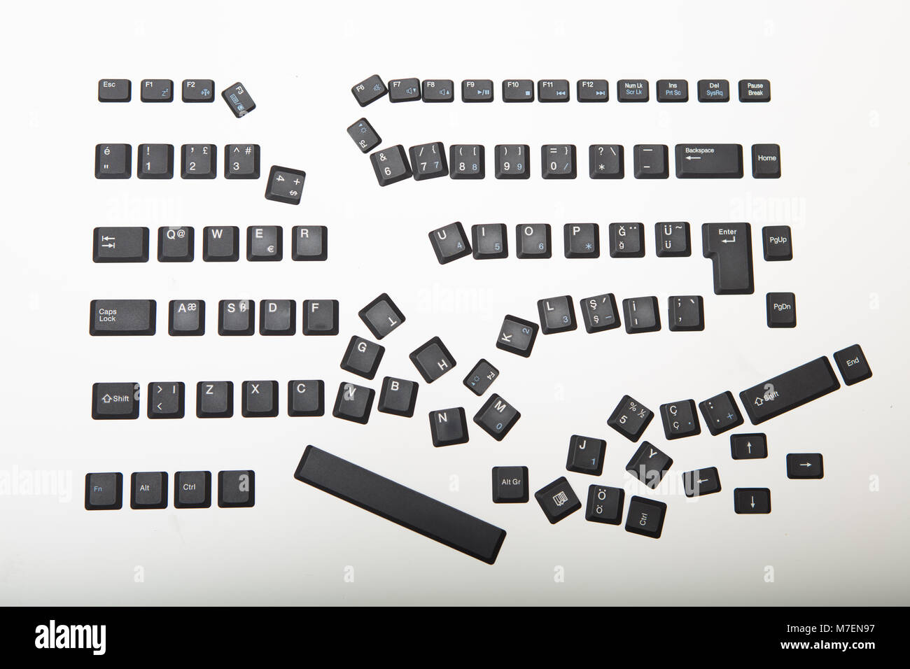 Loose alphanumeric covers for the keys on a laptop computer keyboard ...