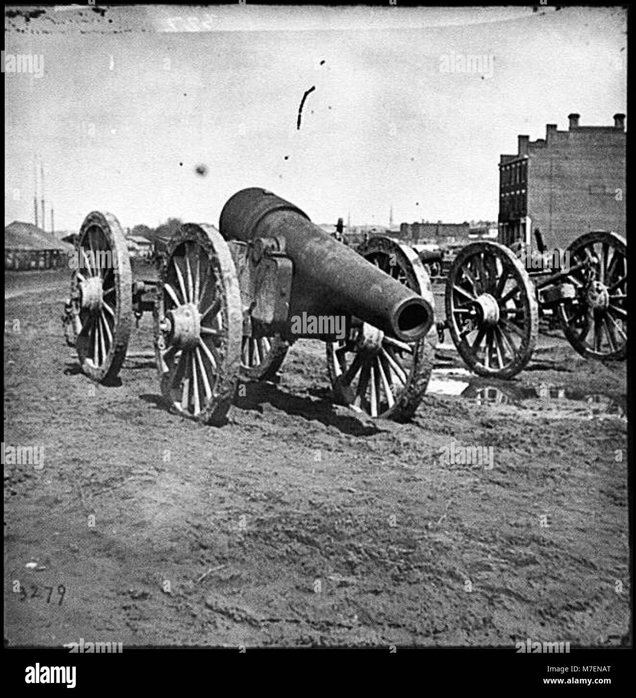 This image shows siege guns captured during the American Civil War ...