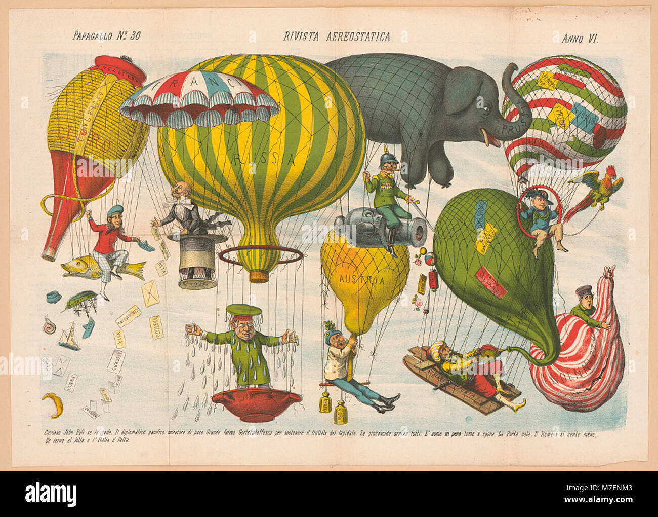 An image from 'Rivista Aerostatica' by Grossi, showcasing aerostatic ...