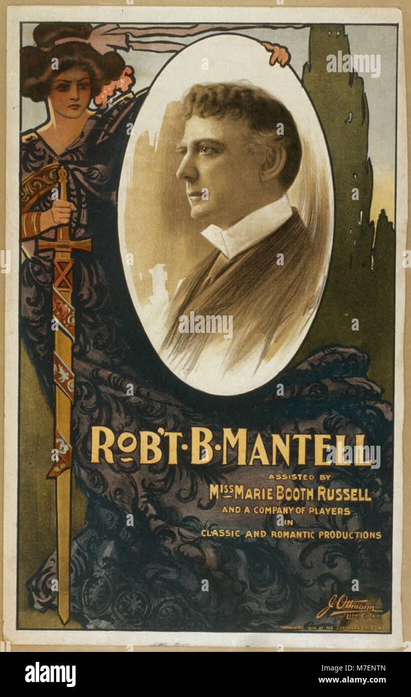 A photograph capturing Robert B. Mantell, Miss Marie Booth Russell, and ...