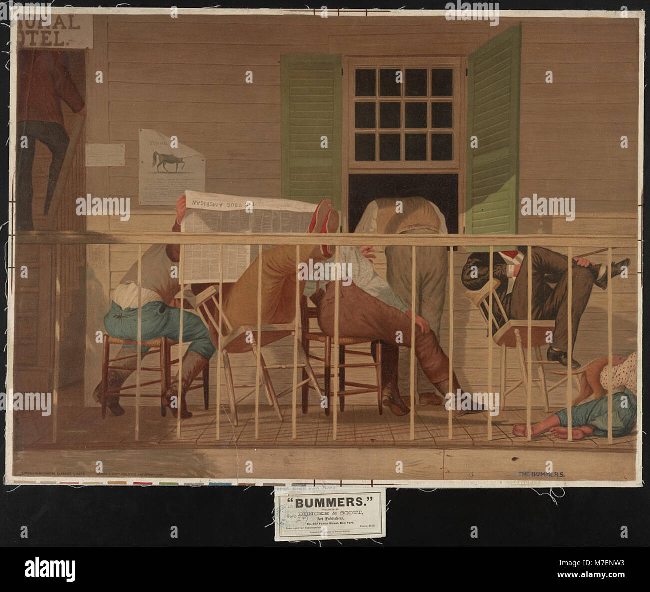 A print of 'Bummers', after the work of Enoch Wood Perry, depicting a ...