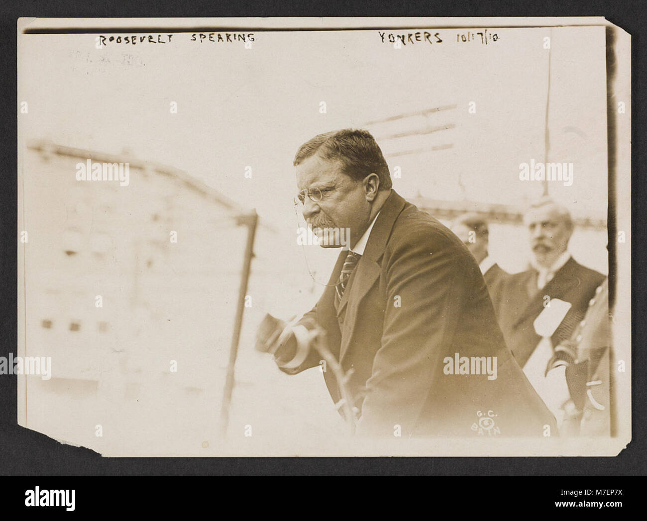 This image shows Theodore Roosevelt speaking in Yonkers on October 17 ...