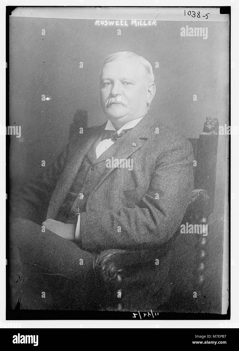Roswell Miller, an American figure, is shown seated in this portrait ...
