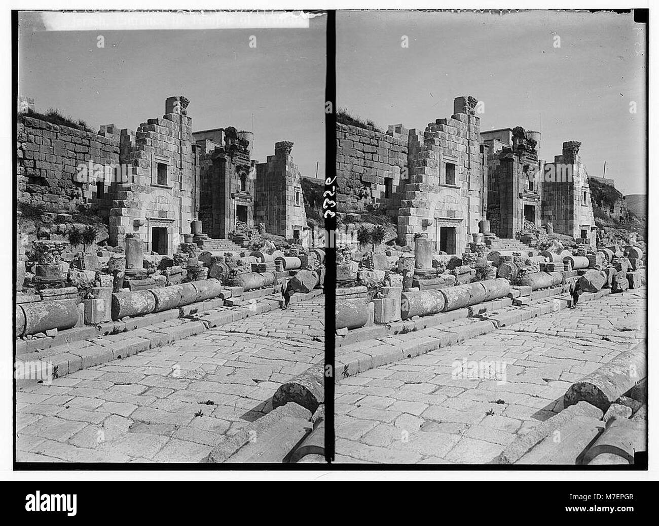 Ruins of Jerash (Gerasa). Gateway to Temple of Artemis. Triple gateway ...