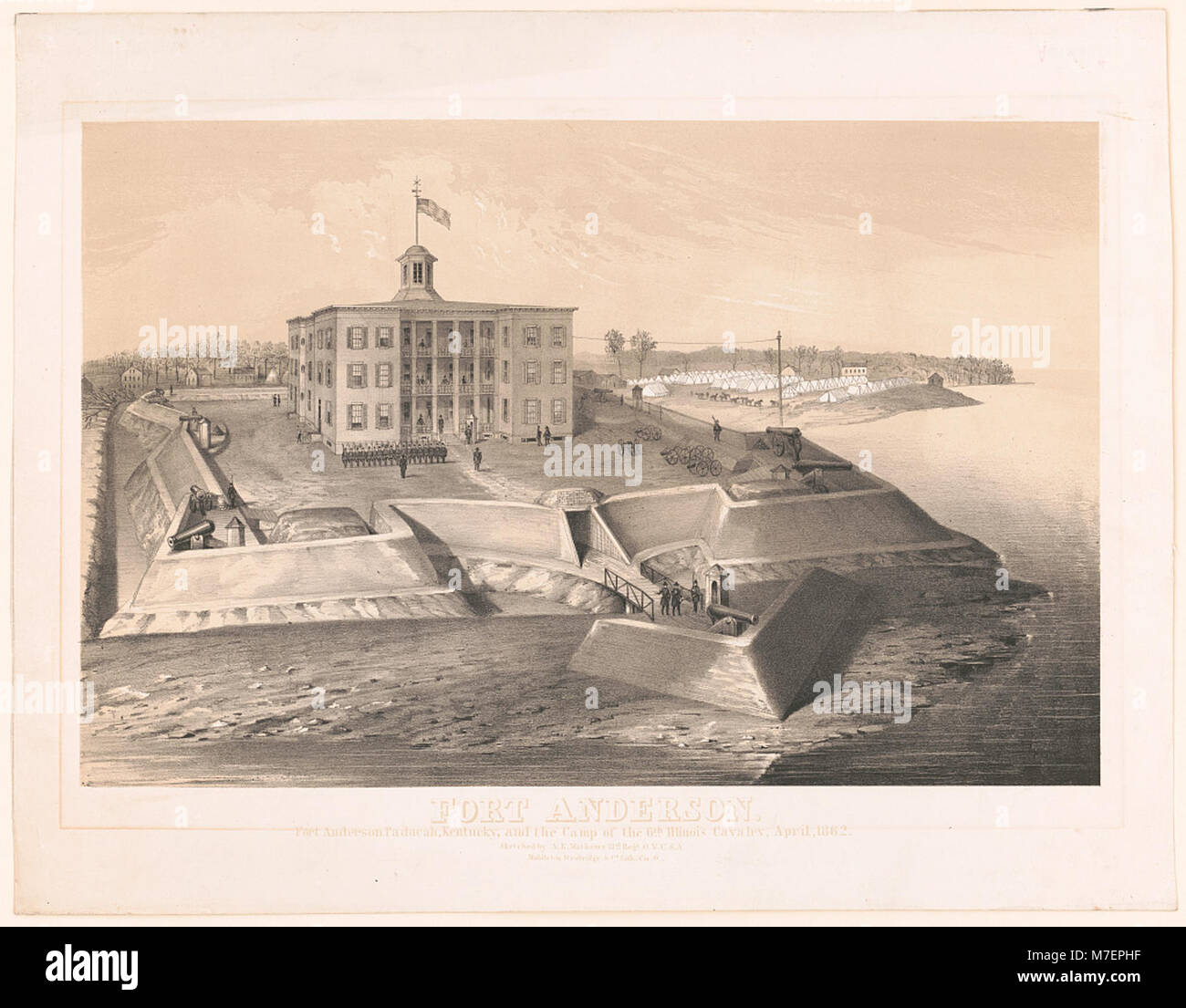 A sketch of Fort Anderson in Paducah, Kentucky, from April 1862 ...