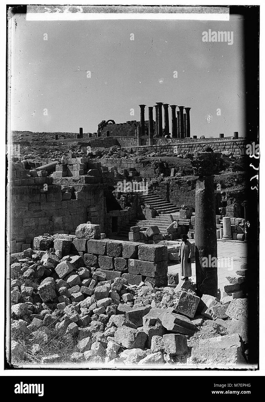 A photograph of the ruins of Jerash, also known as Gerasa, showing the ...