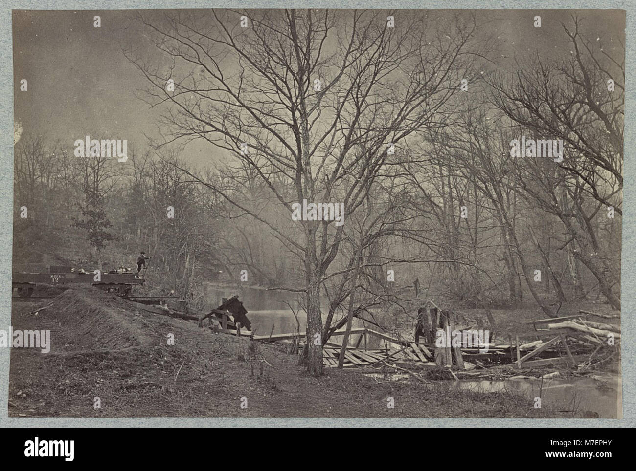 The ruins of the railroad bridge at Blackburn's Ford, located in Bull ...
