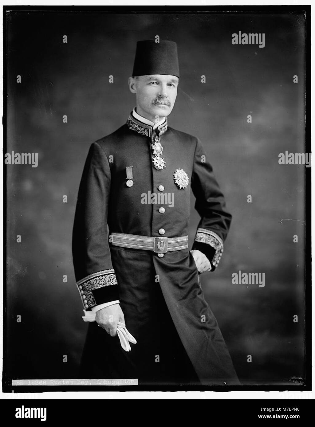 Portrait of Rustem Bey, an ambassador, captured in a formal setting ...