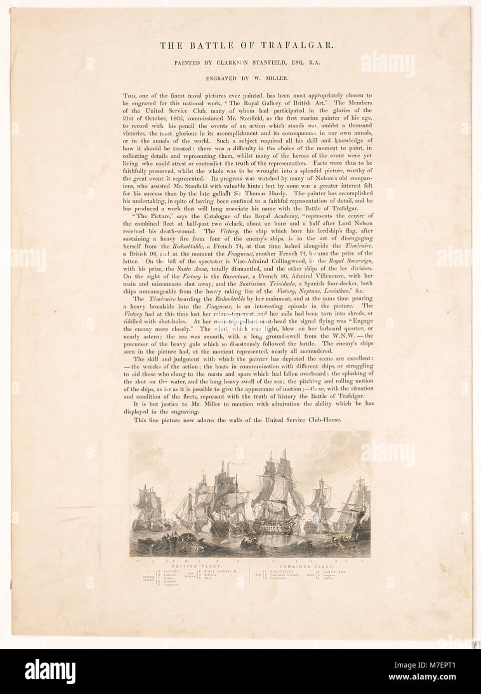 A historical depiction of the Battle of Trafalgar, a significant naval ...