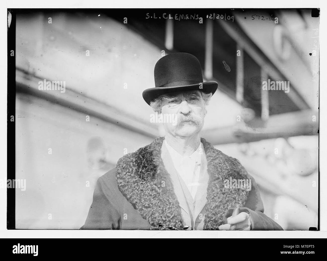 A portrait of Samuel Langhorne Clemens, better known as Mark Twain, an ...