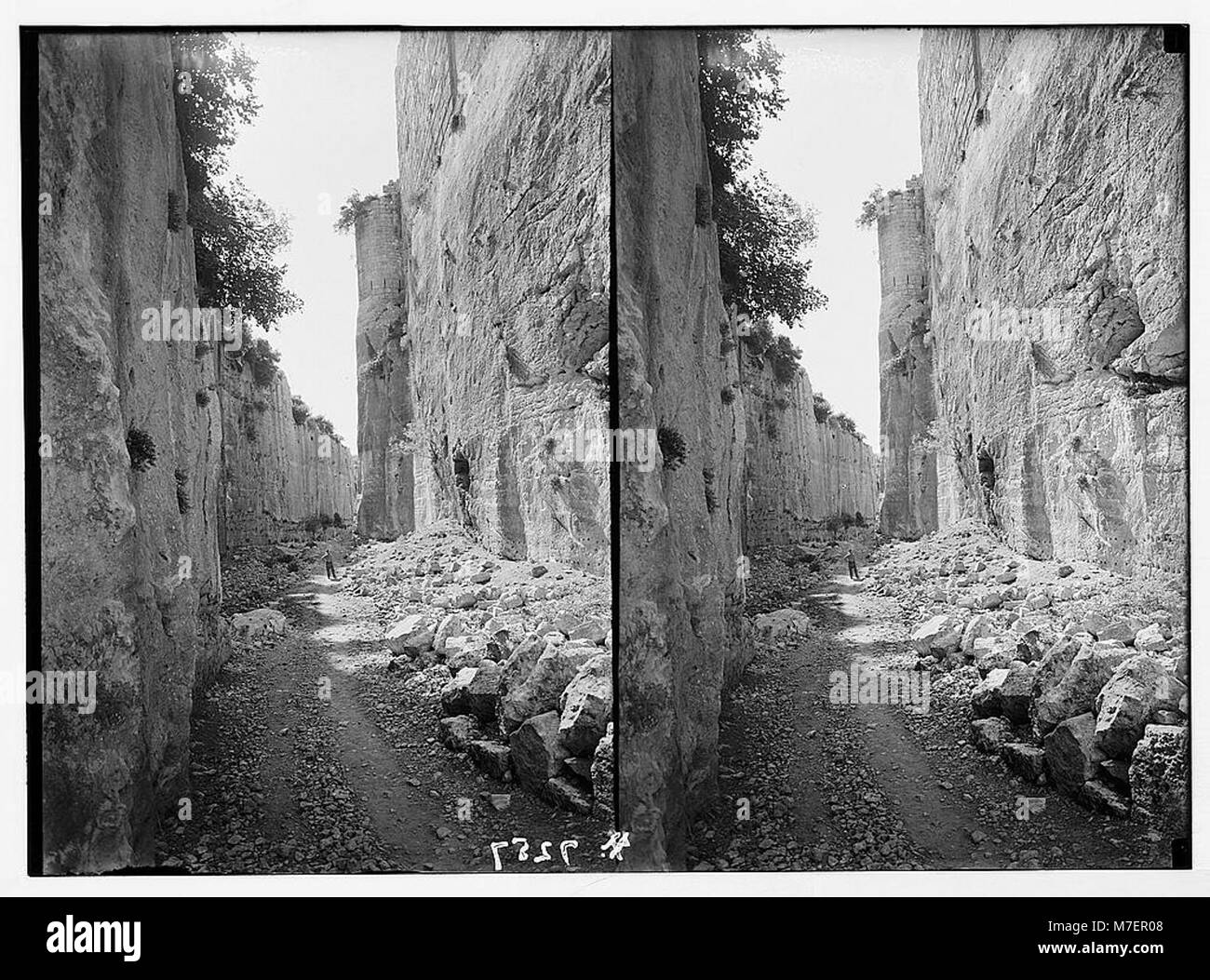 A view of the eastern moat of Sahyun Castle, looking south. The ...