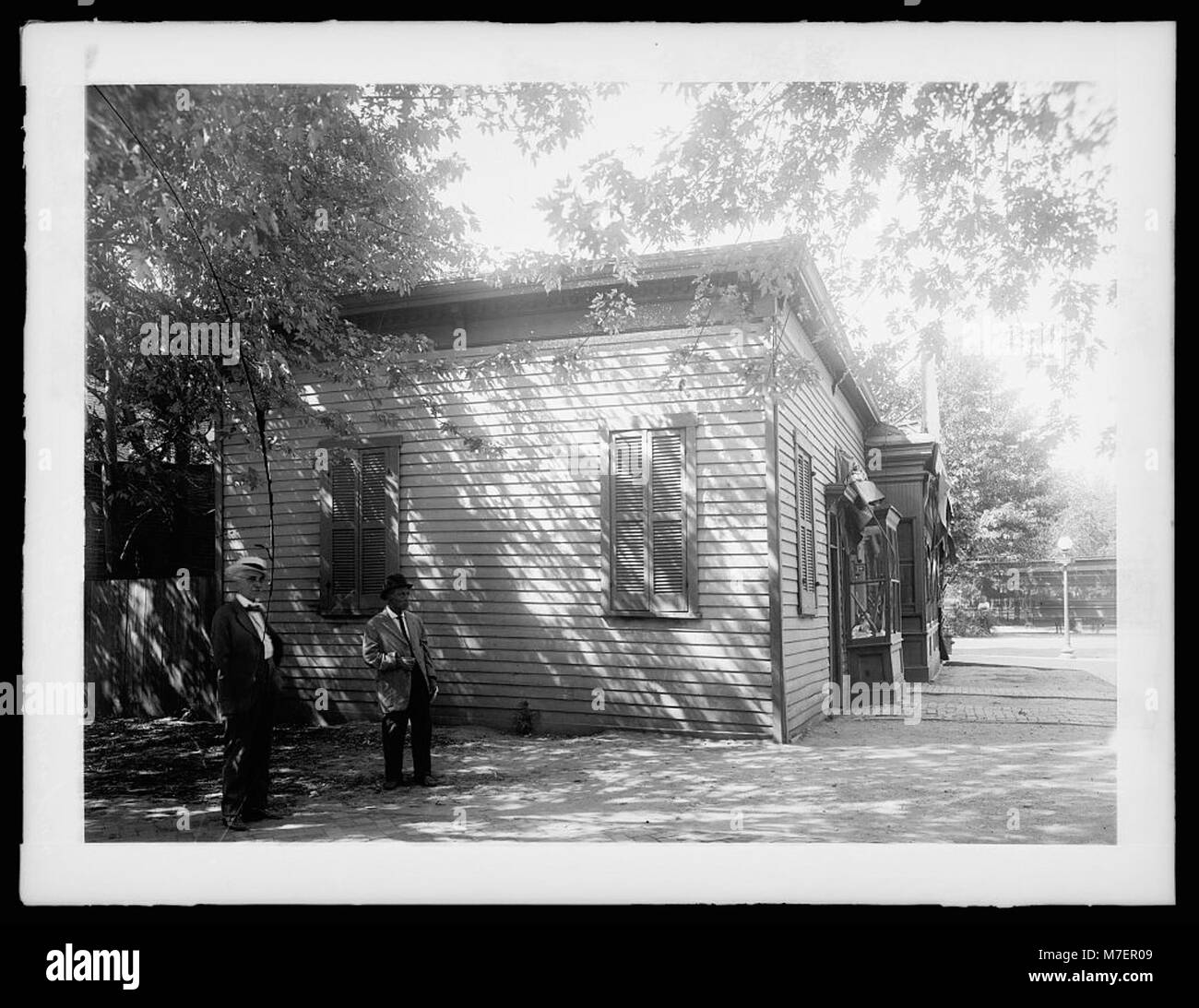 This image depicts the building believed to be the first school in the ...