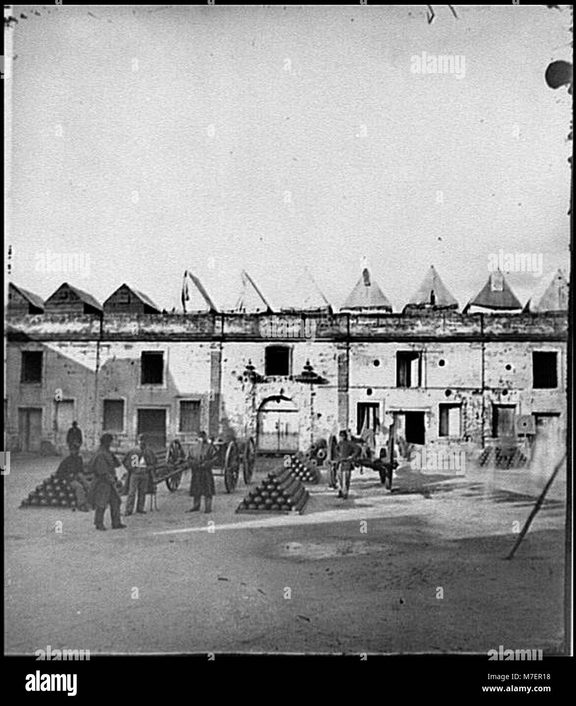 This image shows artillery inside Fort Marion in Saint Augustine ...