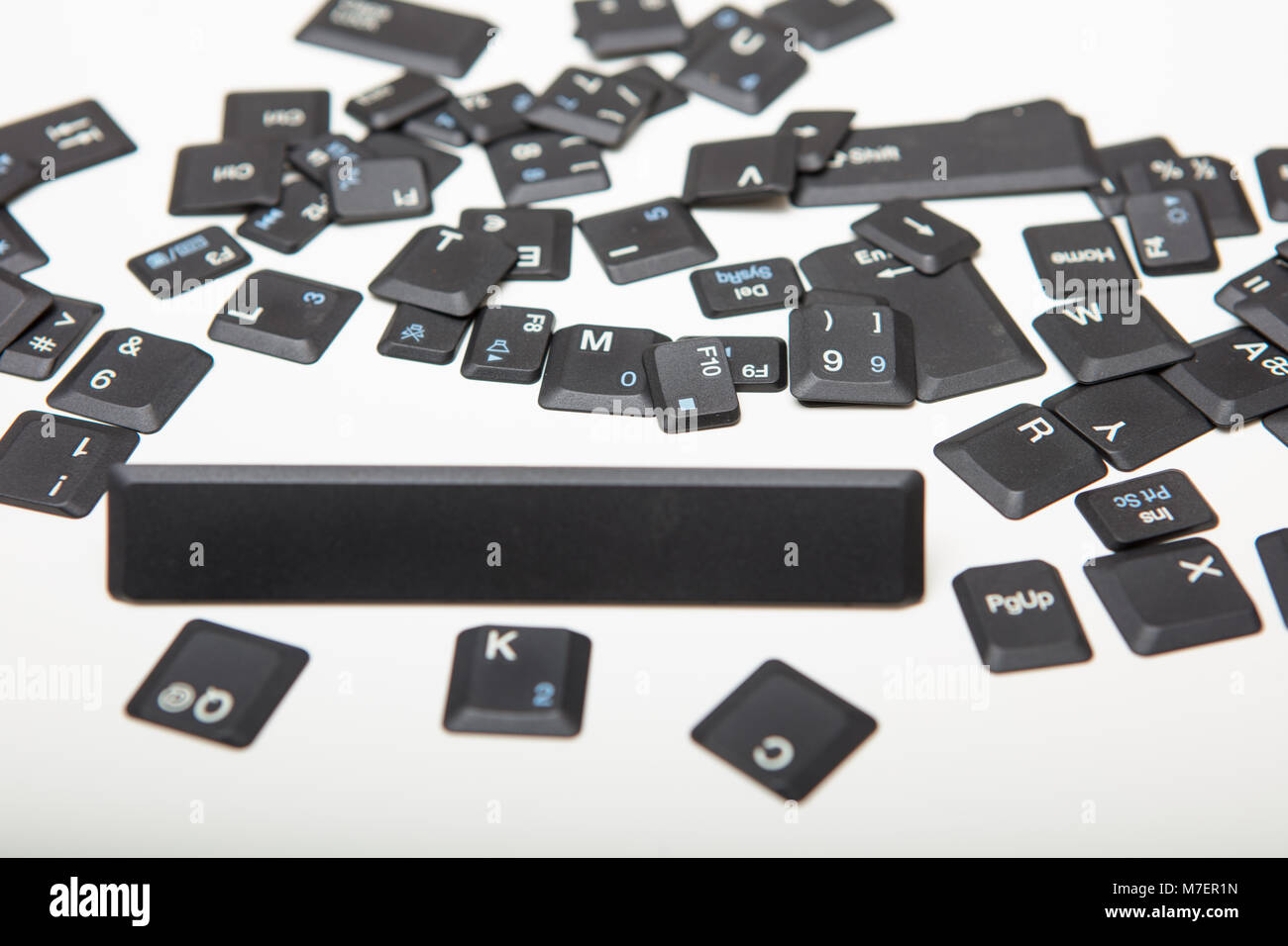 Composed of loose key covers from a computer with the empty space key ...