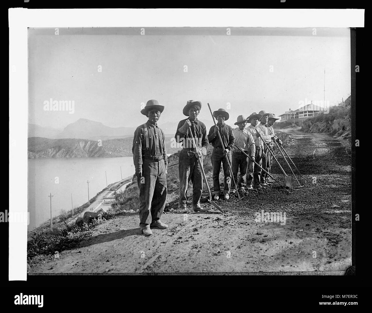 A historical photograph of the Salt River Project in Arizona, with a ...