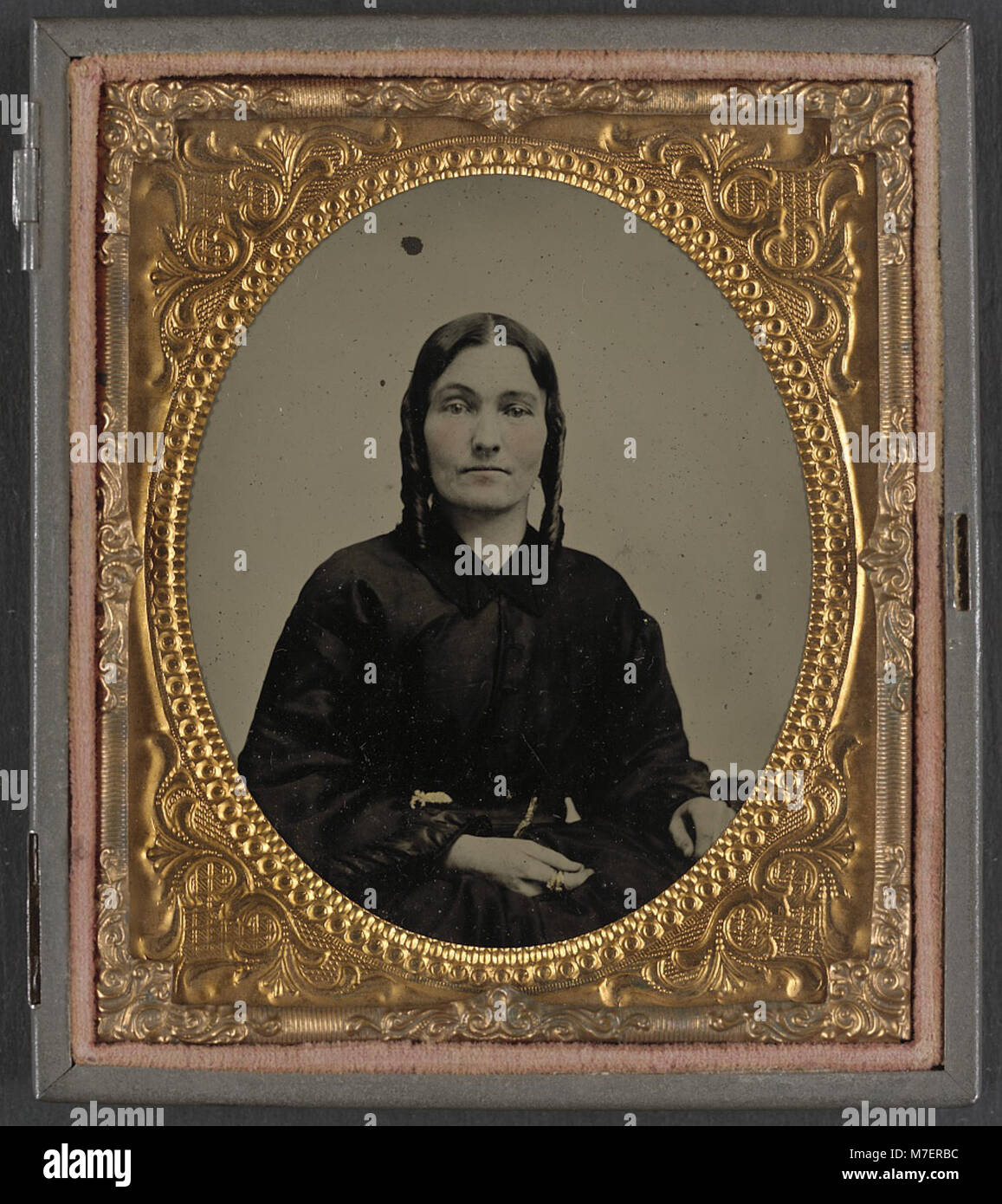 A portrait of Sarah A. Dasher Wisenbaker, wife of Corporal James Adril ...