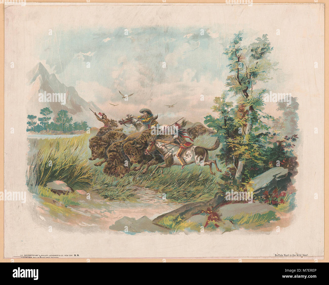 Buffalo hunt in the wild west LCCN2001698155 Stock Photo - Alamy