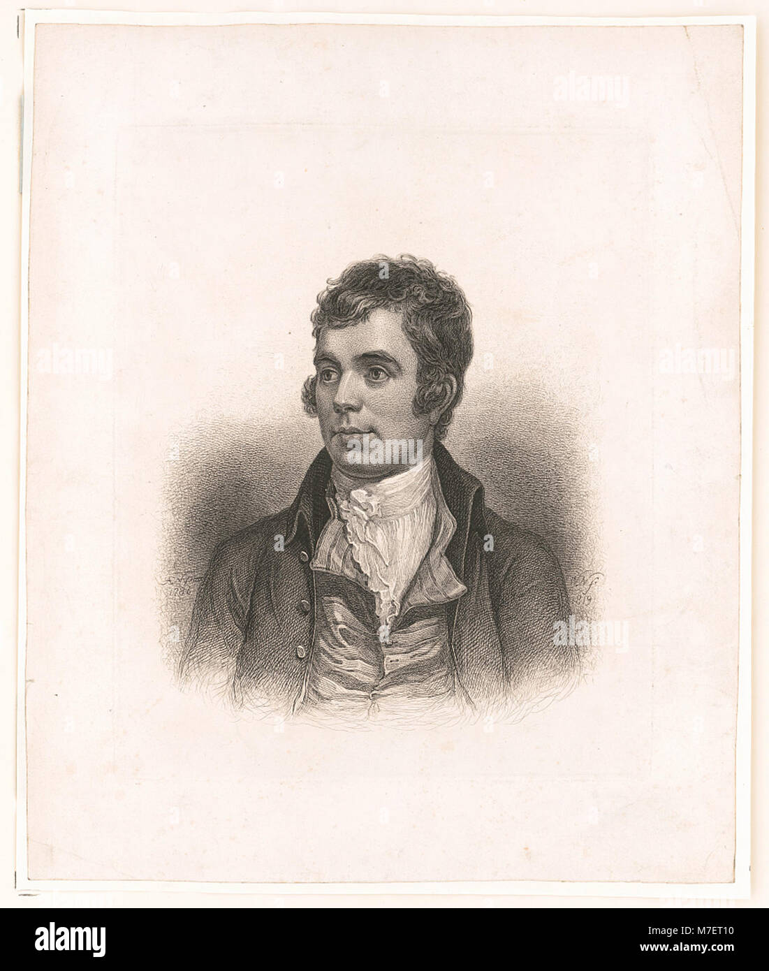 A head-and-shoulders portrait of Robert Burns, the famous Scottish poet ...