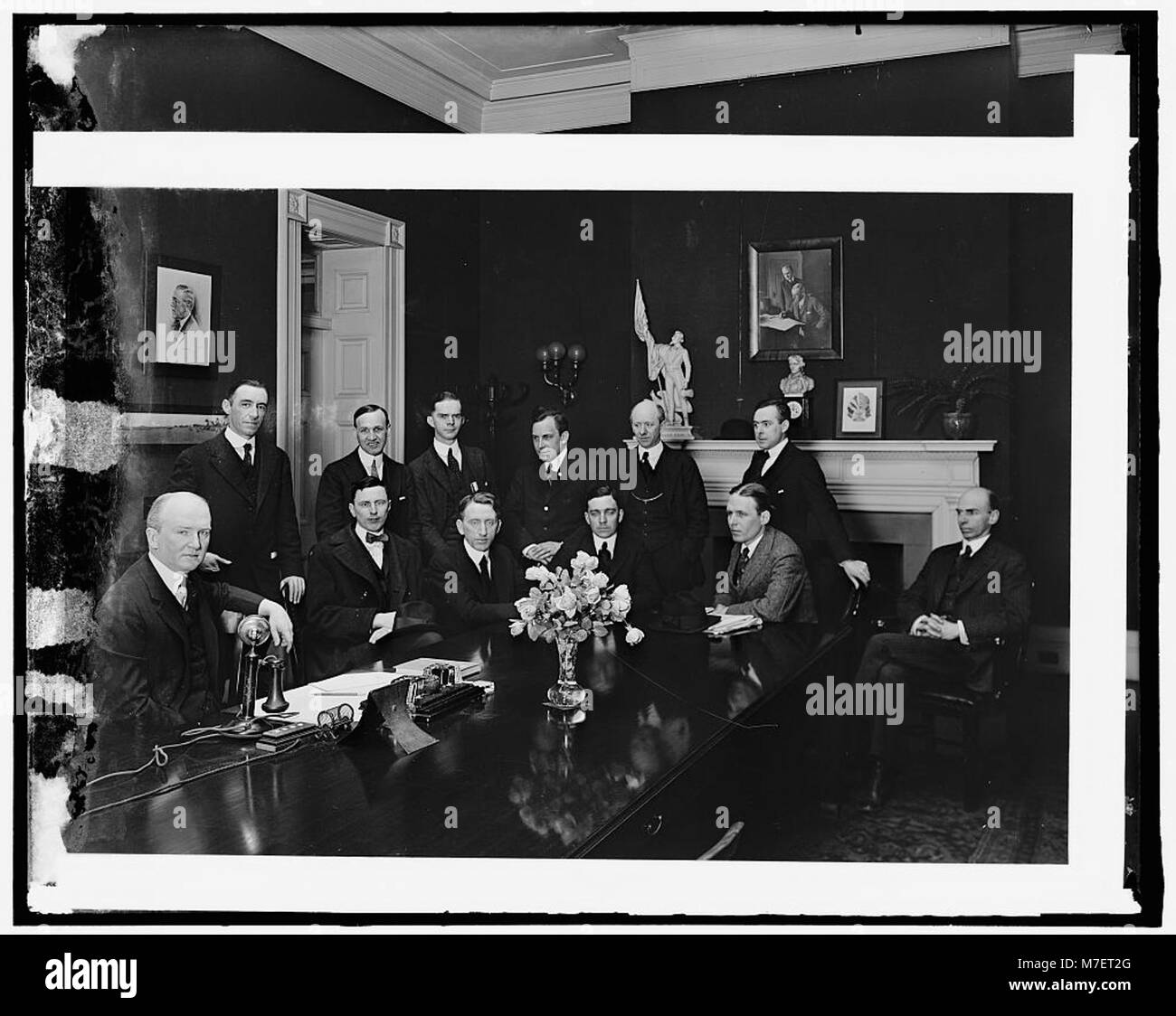 This image shows Secretary Tumulty with members of the press at the ...