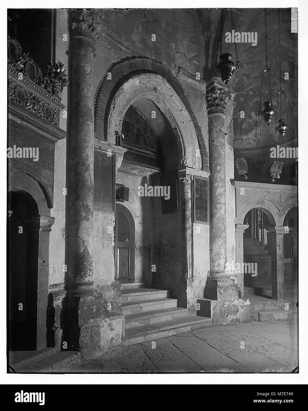An interior view of a section of the Church of the Holy Sepulchre ...