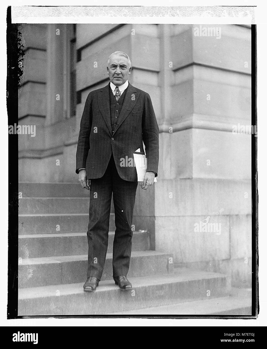 Senator Warren S. Harding, a prominent political figure, is captured in ...