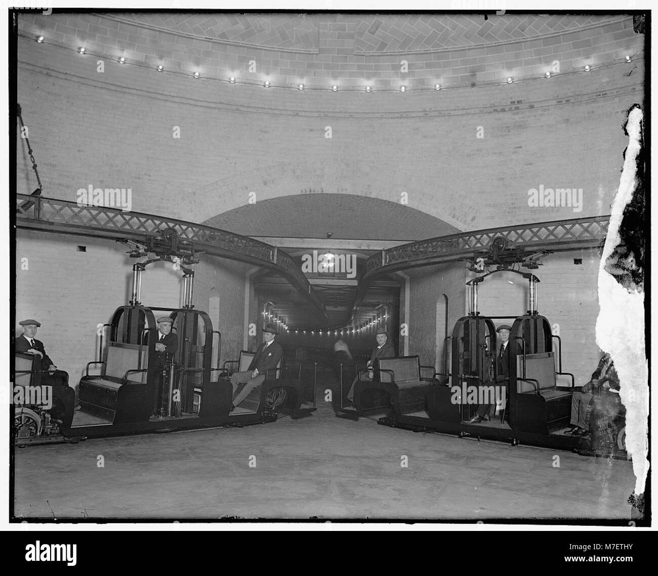 A historical photograph of the Senate Subway Railroad, showing a key ...