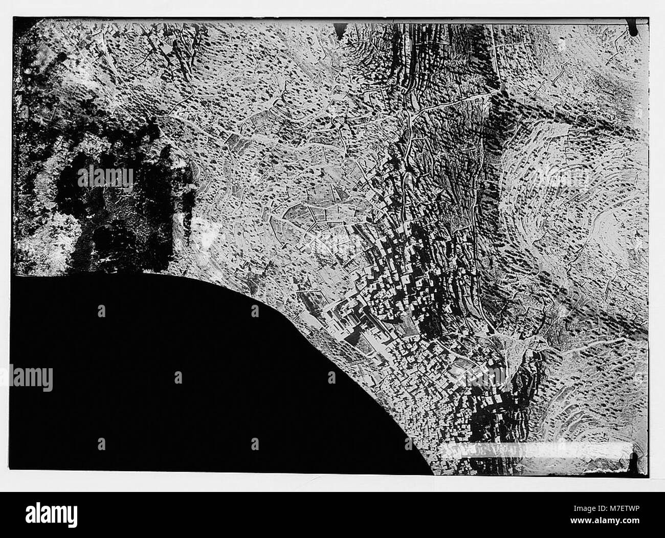 This aerial photograph, taken at 3000 meters above Bethlehem, captures ...