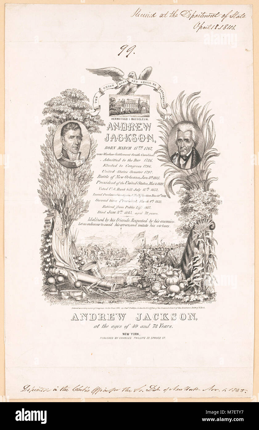 This image shows Andrew Jackson at the ages of 49 and 78, capturing two ...