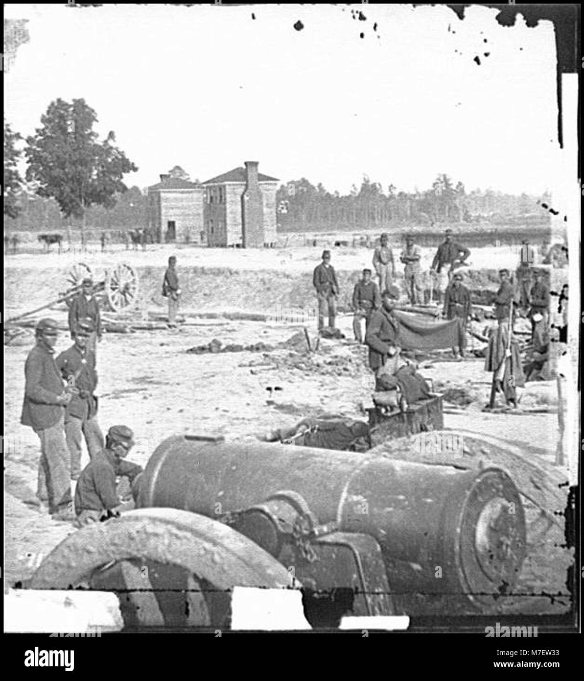 A historic view of Seven Pines, Virginia, showing twin houses on the ...