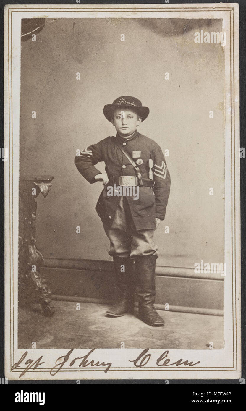 A historical photograph of Sergeant Johnny Clem, a young soldier in the ...