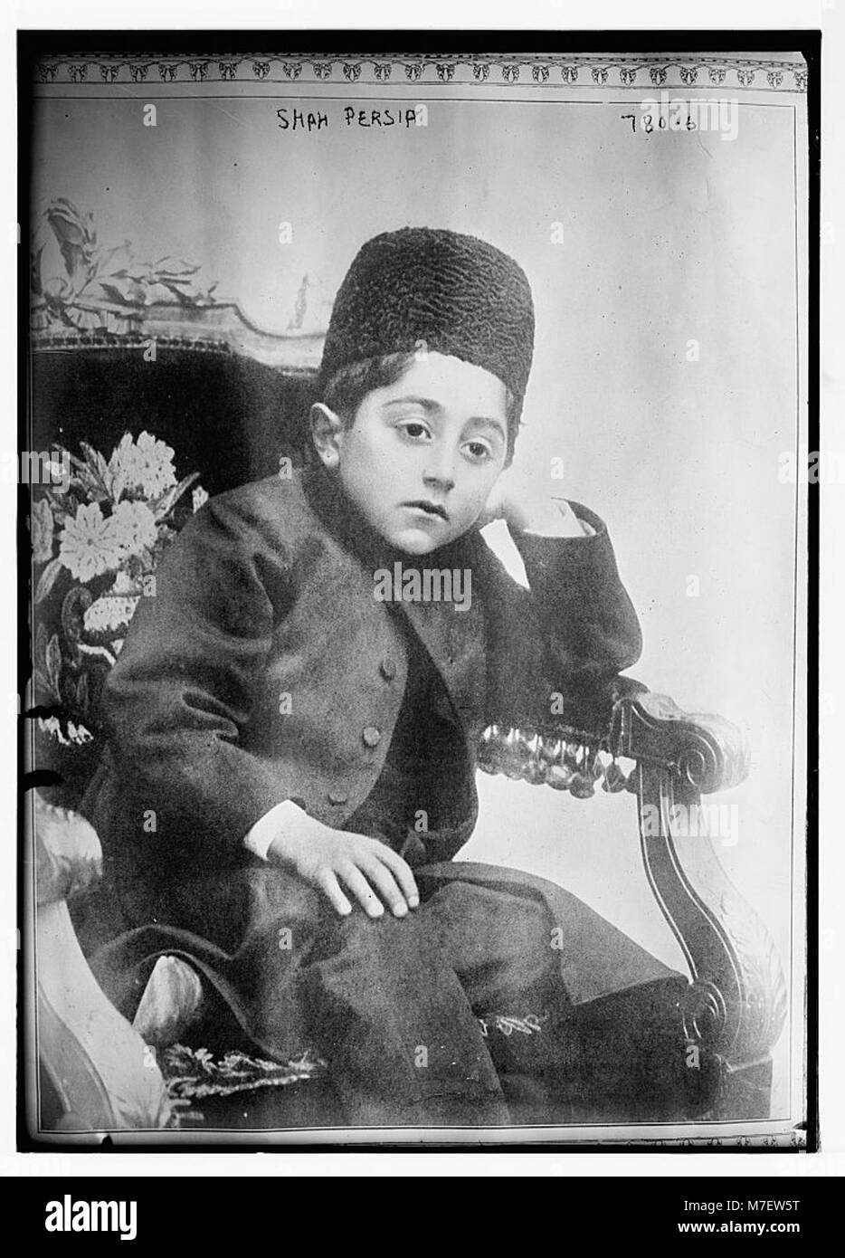 This portrait features the Shah of Persia, seated, possibly during a ...