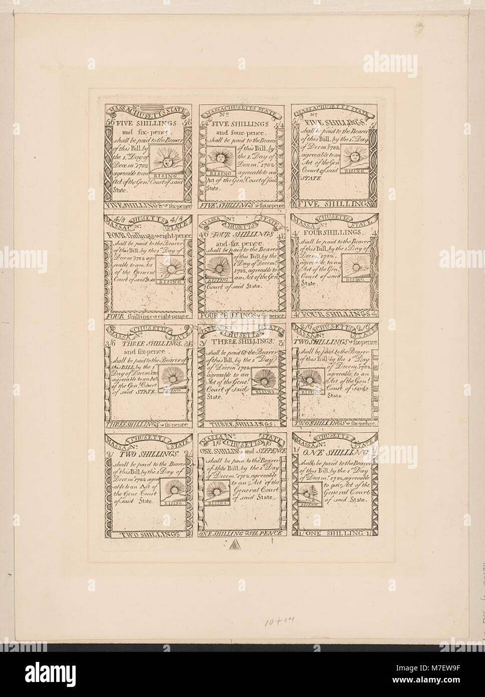 Sheet of uncut Massachusetts currency LCCN2003679715 Stock Photo - Alamy