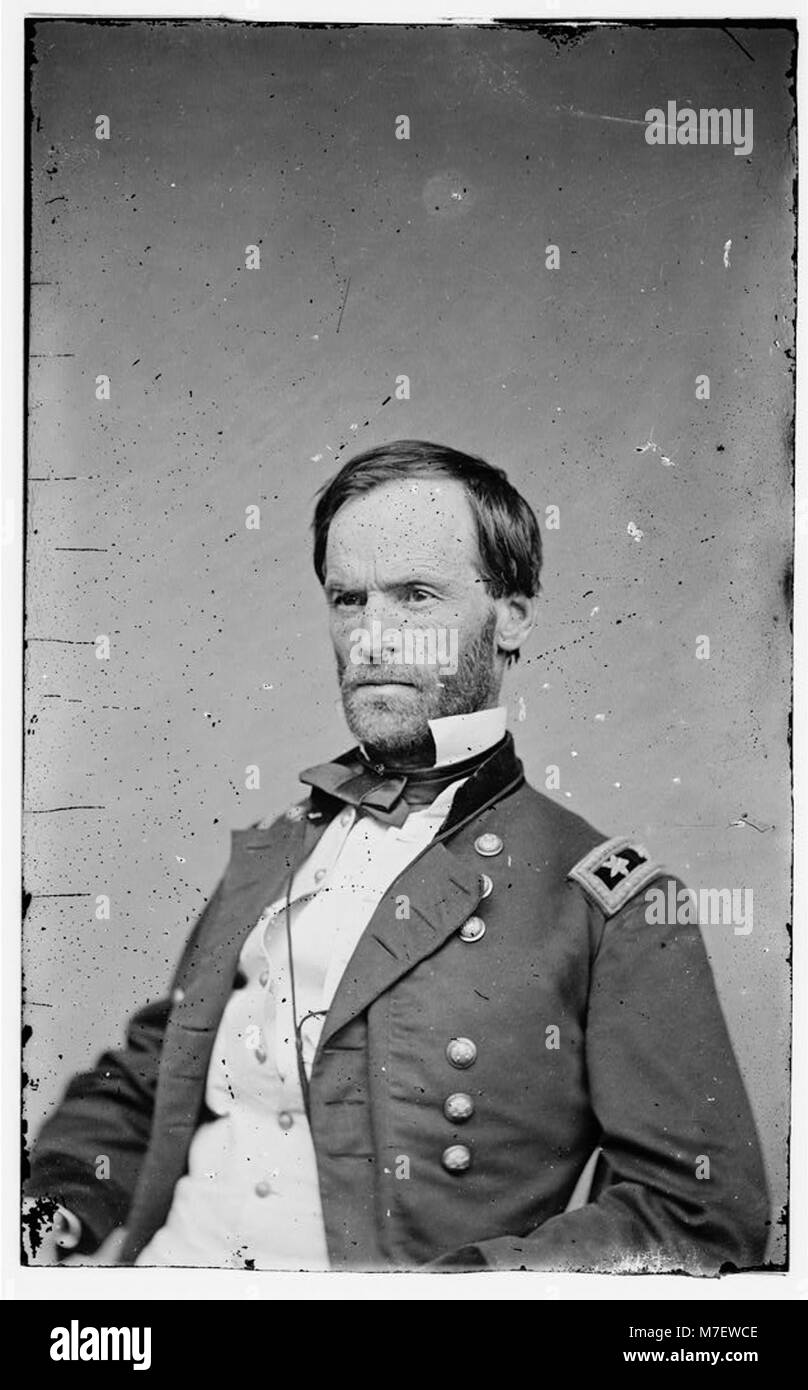 This image features a portrayal of General William Tecumseh Sherman, a prominent Union general ...