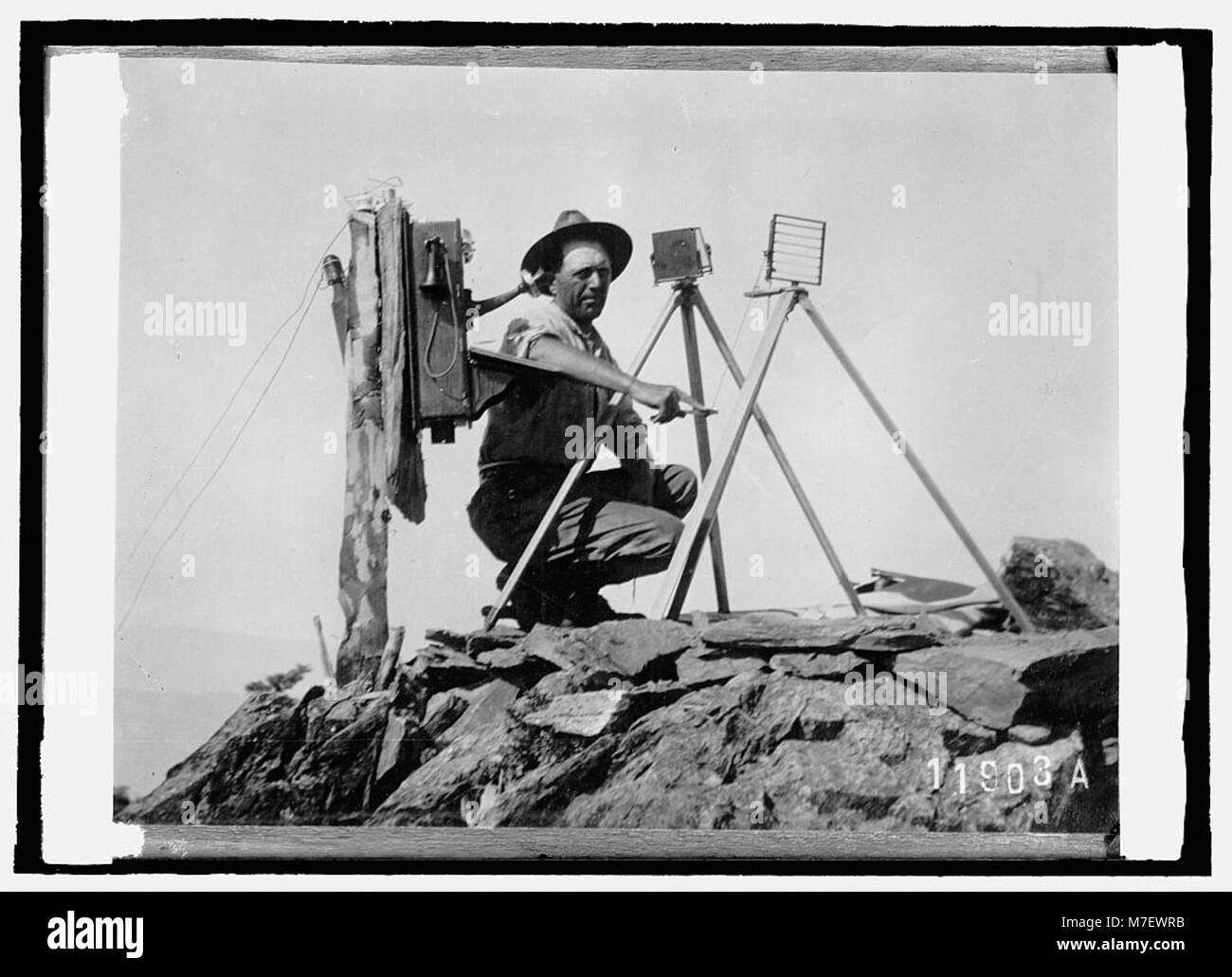 A photograph showing a signal station with a telephone, documenting ...