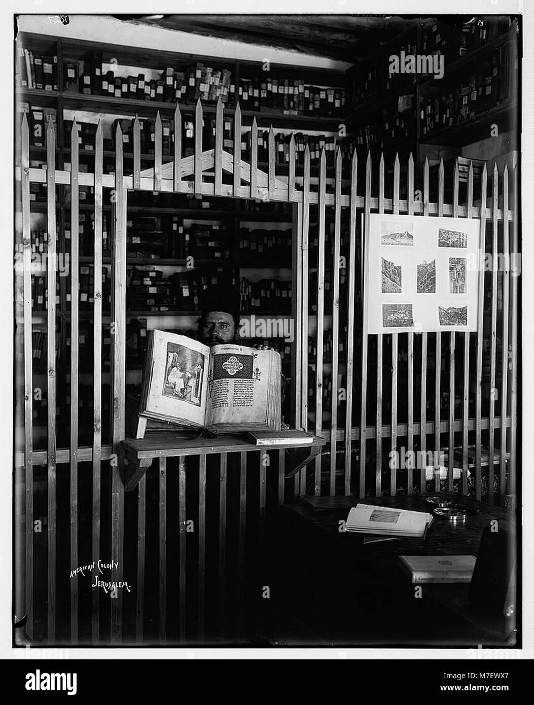 A photograph of the interior of the famous library at the Monastery of ...