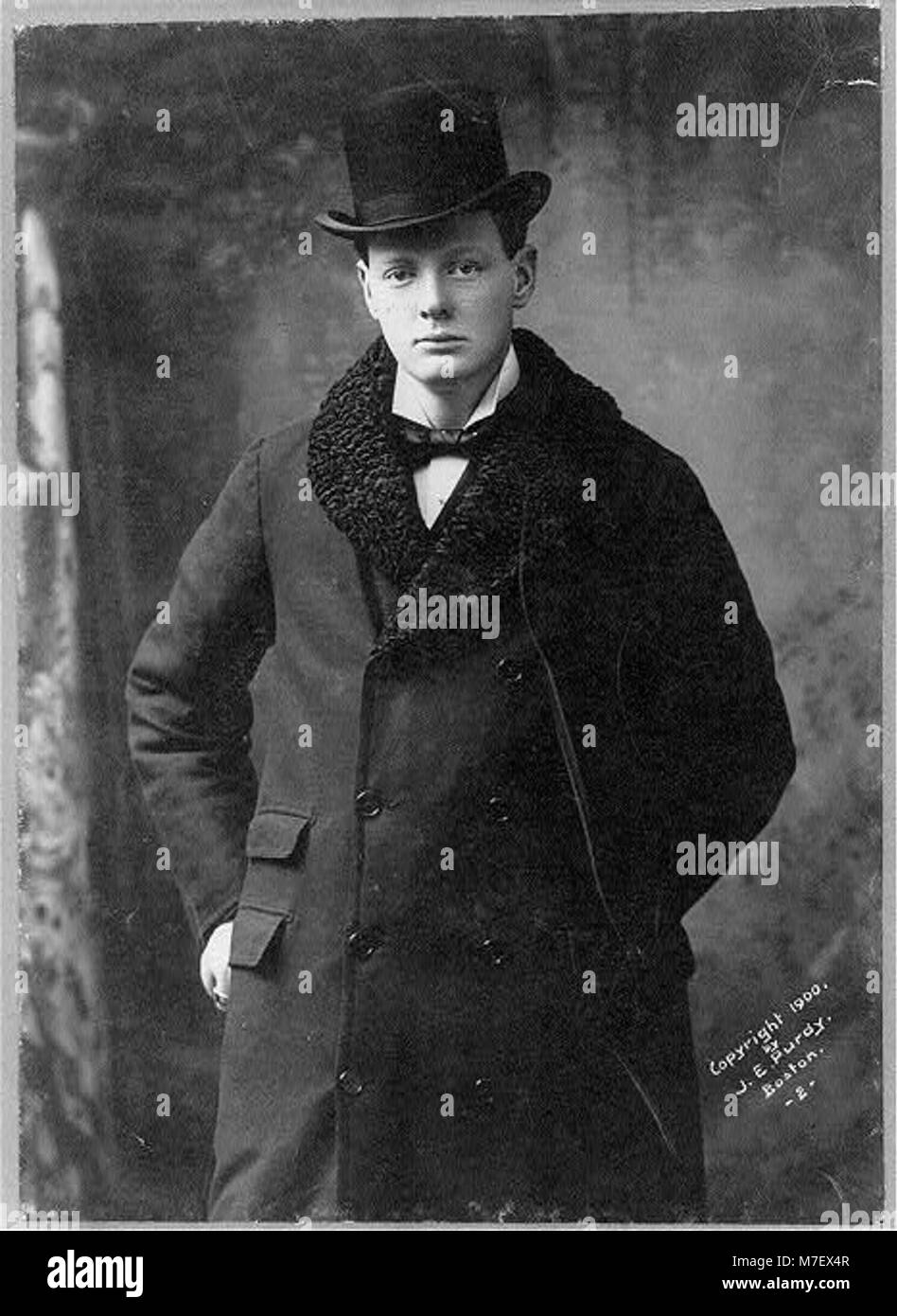 A portrait of Sir Winston Churchill, the British Prime Minister during ...