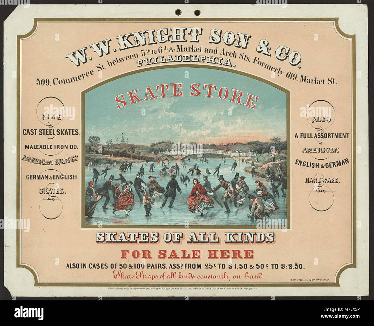 A vintage advertisement for W.W. Knight Son & Co. skate store in ...